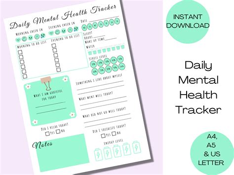 Daily Mental Health Tracker Printable Pdf Daily Mood Tracker Mood