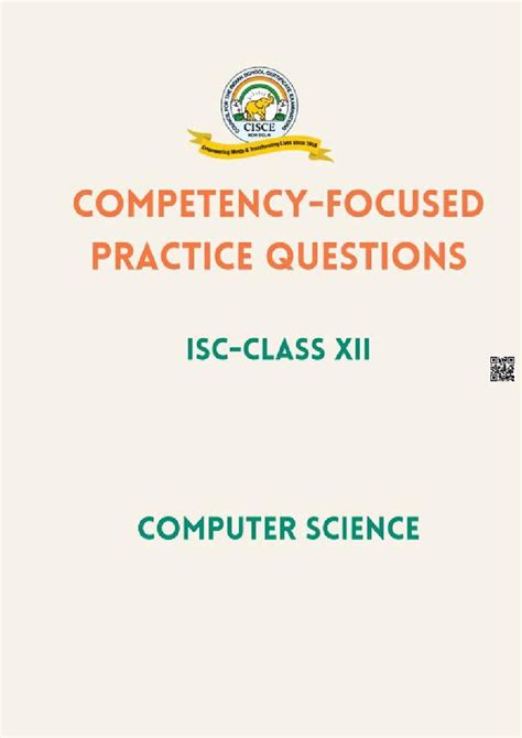Isc Competency Based Questions Computer Science Class 12 Competency