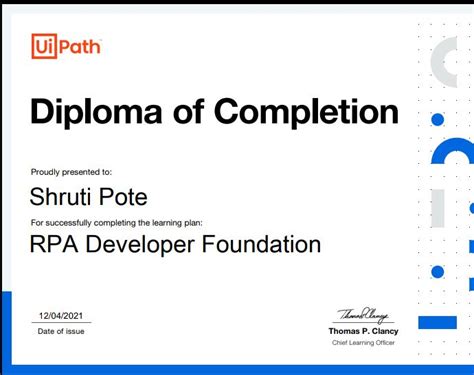 Shruti Pote On Linkedin Certificateofcompletion Rpa