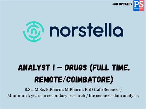 Norstella Hiring Analyst I Drugs