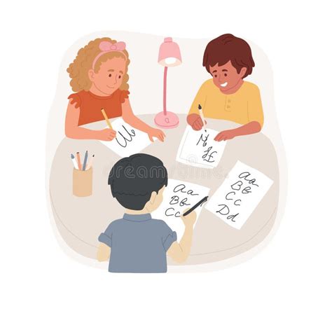 Práctica De Escritura A Mano Ilustraciones Aisladas De Vectores De