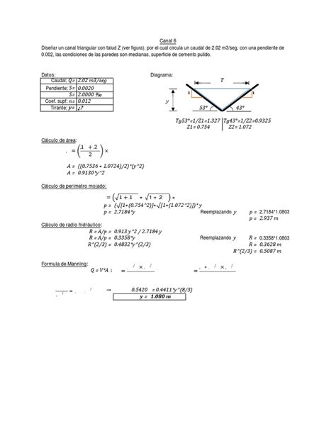 Diseño De Canal Triangular Pdf Pdf