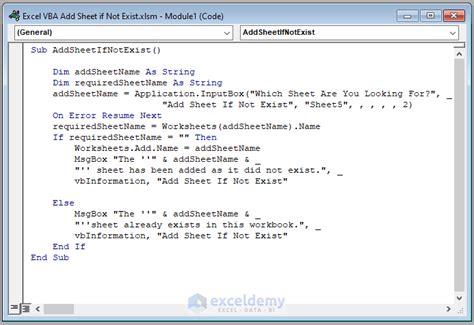 Excel Vba To Add Sheet If It Does Not Exist With Quick Steps