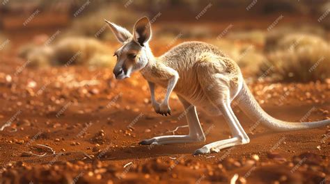 Premium Photo A Kangaroo Stands In The Middle Of The Desert The
