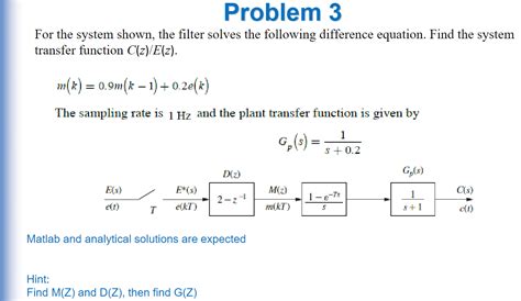 Solved For The System Shown The Filter Solves The Following
