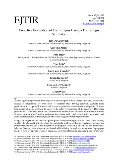 Pdf Proactive Evaluation Of Traffic Signs Using A Traffic Sign Simulator
