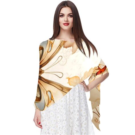 Butterfly Fission Diagram Translucent Chiffon Yarn Silk Scarf Light