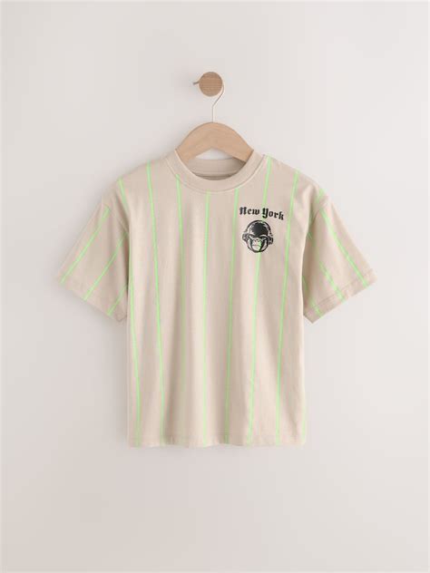 Buy Stone Lime Stripe Relaxed Fit Short Sleeve Graphic T Shirt 3 16yrs From Next Ukraine