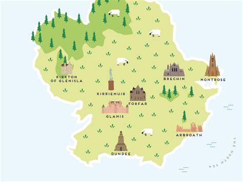 Buy Angus Map Illustrated Map Of Angus Print Travel Ts Online In