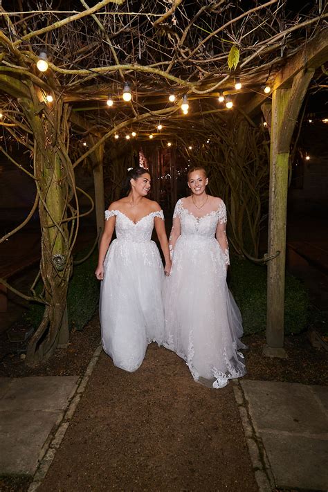 Two Brides And Their Winter Wedding At Tythe In Pronvias Gowns