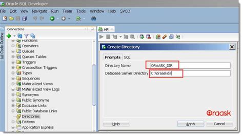 how to create directory in oracle using sql toad sql developer oraask