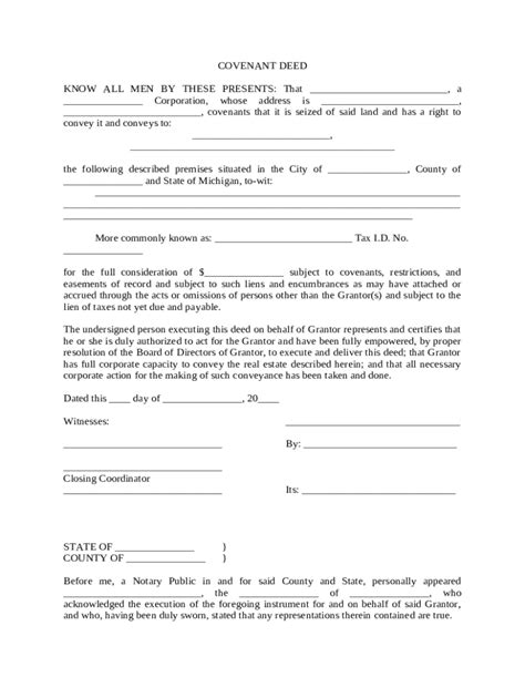 Covenant Deed Doc Template Pdffiller