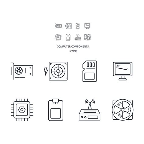 Computer Components Icons Set Computer Components Pack Symbol Vector Elements For Infographic