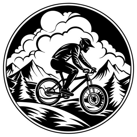 A Black And White Image Of A Man On A Bike In A Circle Premium Ai Generated Vector