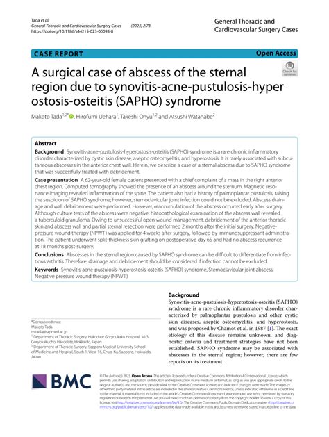 Pdf A Surgical Case Of Abscess Of The Sternal Region Due To Synovitis Acne Pustulosis