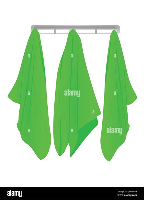 Green Hanging Towels Vector Illustration Stock Vector Image And Art Alamy