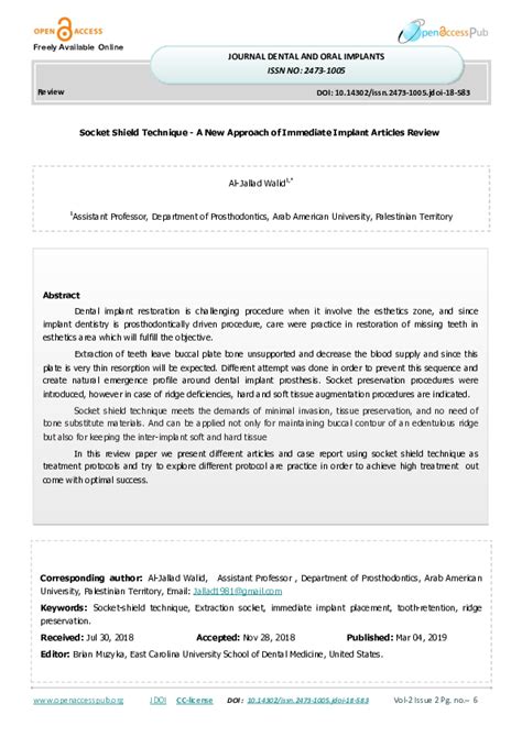 Pdf Socket Shield Technique A New Approach Of Immediate Implant Articles Review
