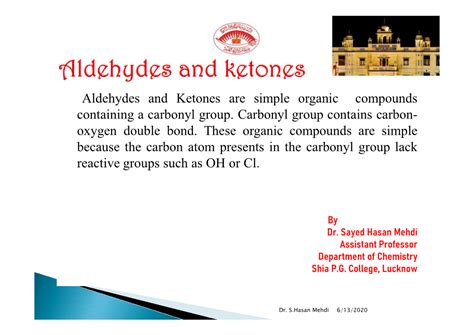 Aldehydes And Ketones Are Simple Organic Compounds Containing A