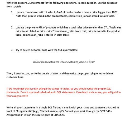 Solved Write The Proper Sql Statements For The Following