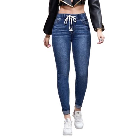 Posijego Womens Skinny Jeans Elastic Waist Drawstring Slim Stretch