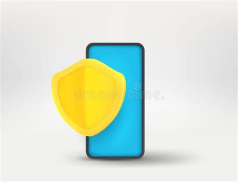Modern Smartphone With Shield Mobile Security Concept 3d Vector