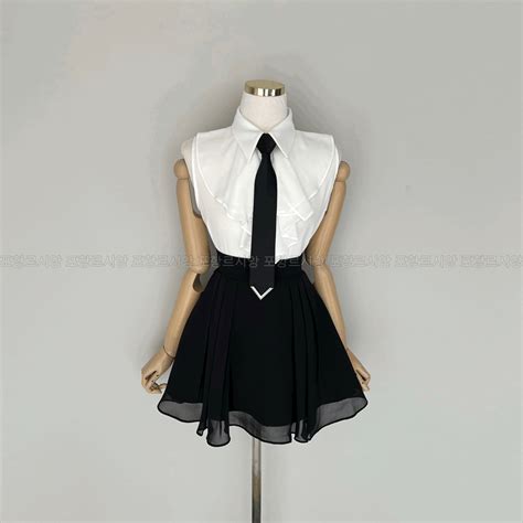 [르시앙]브이 은장 실버 타이 세트 프릴 민소매 나시 블라우스 에이블리