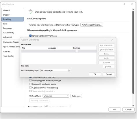 Custom Dictionary Dialogue Box Is Disabled Microsoft Qanda