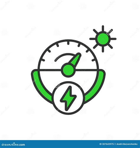 Solar Power Indicator Icon In Line Design Green Power Indicator Sun