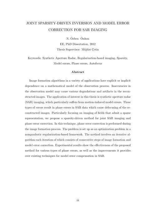 Joint Sparsity Driven Inversion And Model Error Correction For Sar Imaging Eurasip
