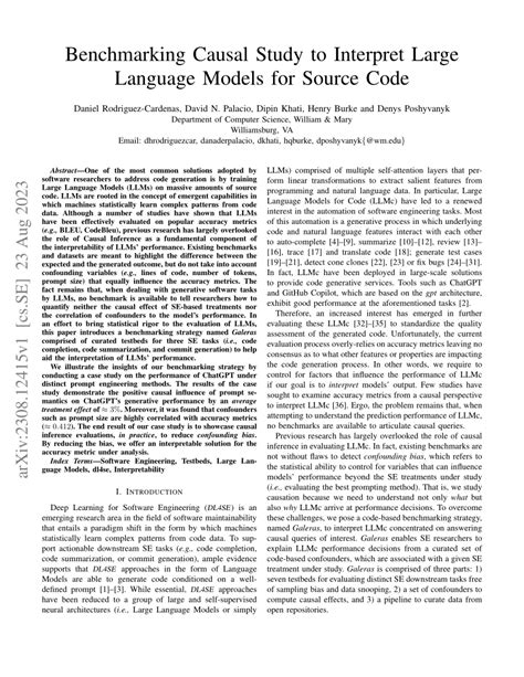 PDF Benchmarking Causal Study To Interpret Large Language Models For Source Code