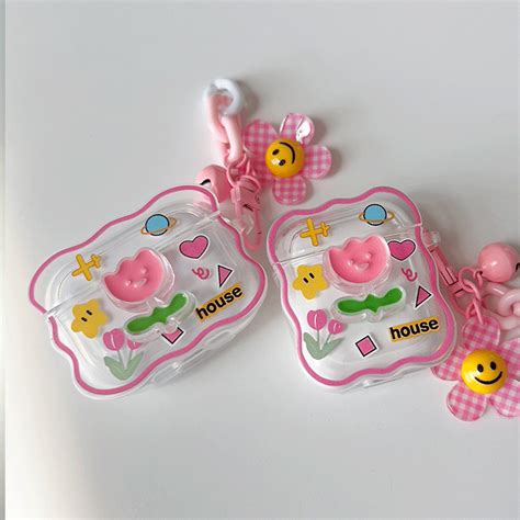 핑크 튤립 실리콘 에어팟케이스 에어팟프로 키링세트 에이블리