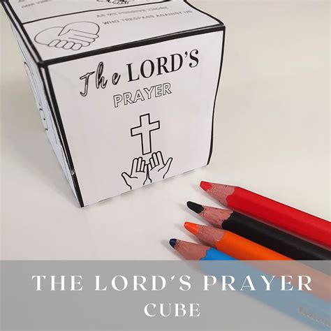 Printable The Lords Prayer Cube Bible Coloring Page Learning Sheet Bible Verse Sunday School