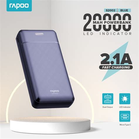 Rapoo Original 12w Powerbank 2 Input And 2 Ouputs 5v 2a Power Bank
