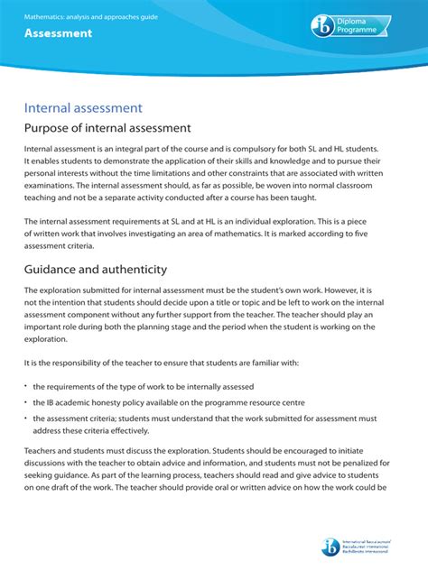 Internal Assessment Guide For Ib Math Pdf Mathematics Teachers