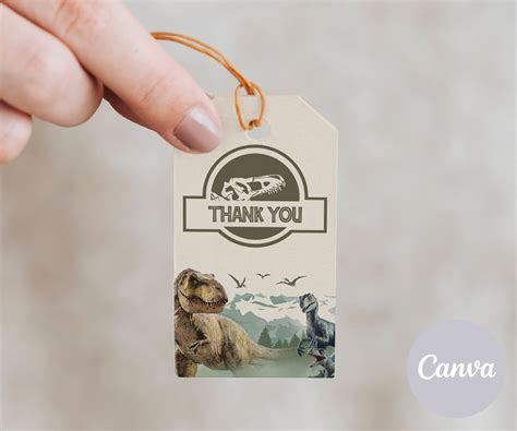 Jurassic World Thank You Tag Dinosaur Party Jurassic Park Editable