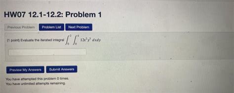 Solved 1 Point Evaluate The Iterated Integral