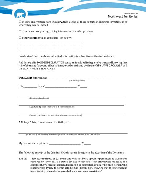 Northwest Territories Canada Statutory Declaration Fill Out Sign