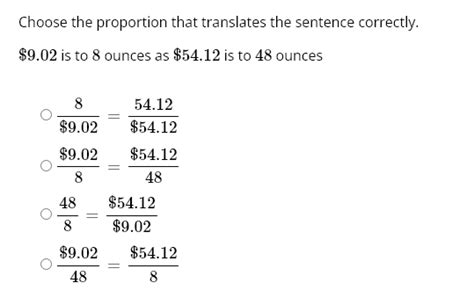 Choose The Proportion That Translates The Studyx
