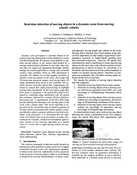 Pdf Real Time Detection Of Moving Objects In A Dynamic Scene From