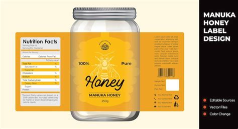 Premium Vector Manuka Honey Label Design Jar Packaging Design Black