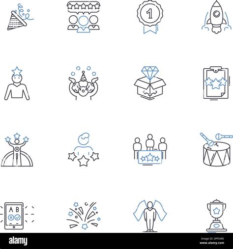 Confident Overachievers Line Icons Collection Ambitious Assertive