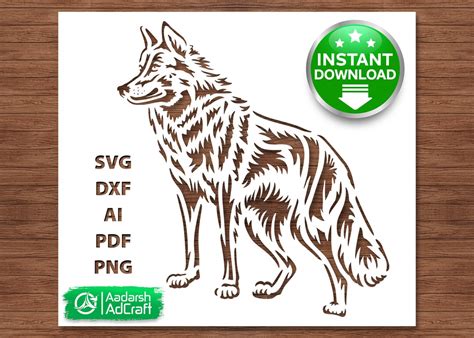 Wolf Full Body Stencil Art Vector Svg Dxf Wolf Stencil Wolf Print