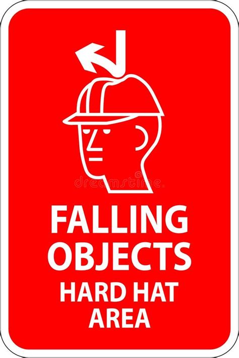 Danger Sign Falling Objects Hard Hat Area Stock Vector Illustration Of Engineering Caution