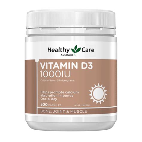Healthy Care Vitamin D3 1000iu 500 Capsules Natonic
