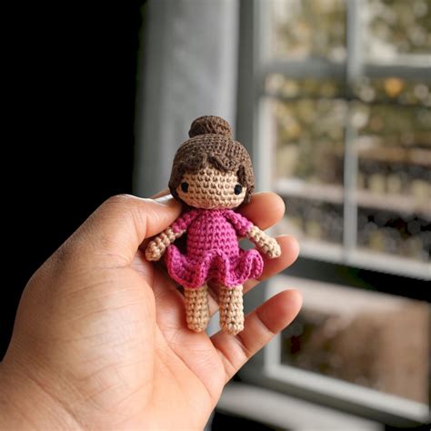 Mini Crochet Doll In Canelle Cerise And Tropic Brown Etsy