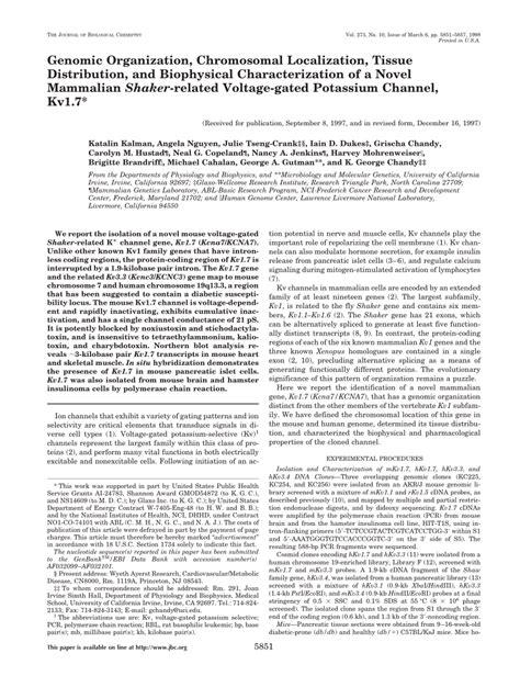Pdf Genomic Organization Chromosomal Localization Tissue