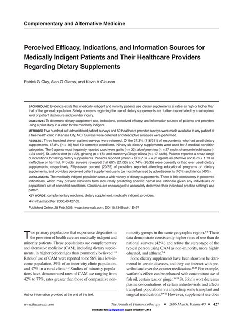 Pdf Perceived Efficacy Indications And Information Sources For