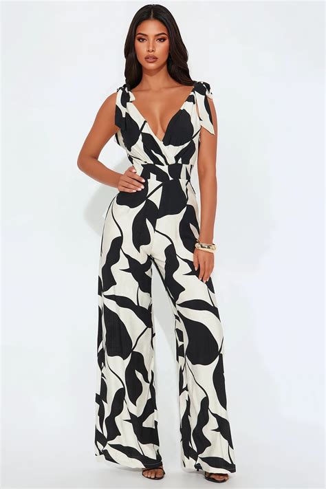 Weekend Brunch Jumpsuit Blackwhite Fashion Nova