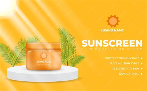 Premium Vector Realistic Sunscreen Poster With Leaves