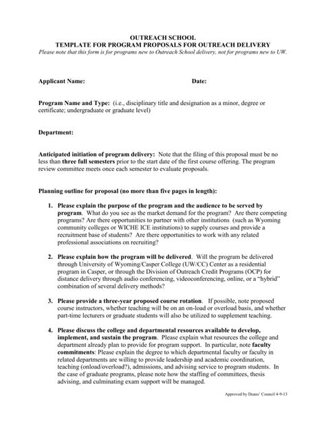 Outreach School Program Proposal Template